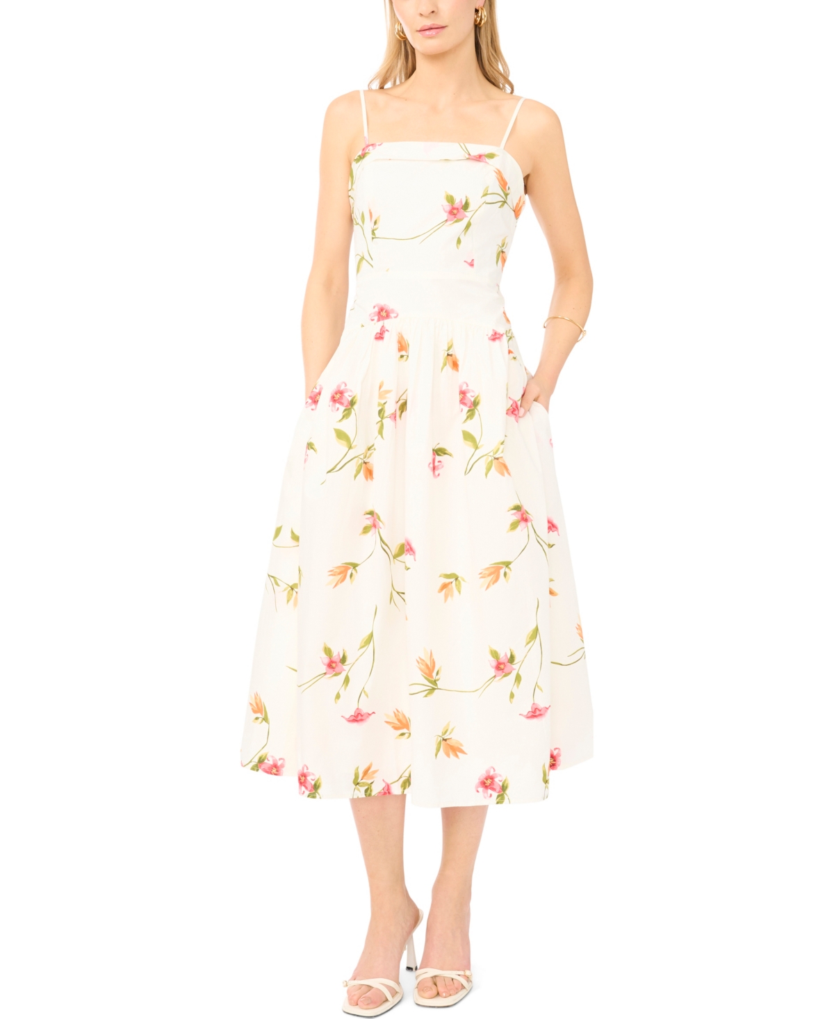 Click here for CeCe Womens Drop-Waist Midi Dress - Lucient White prices