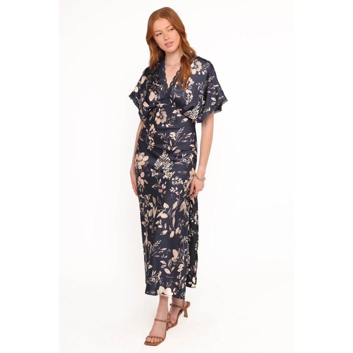 Click here for Petal and Pup Womens Laurent Midi Dress - Navy cre... prices