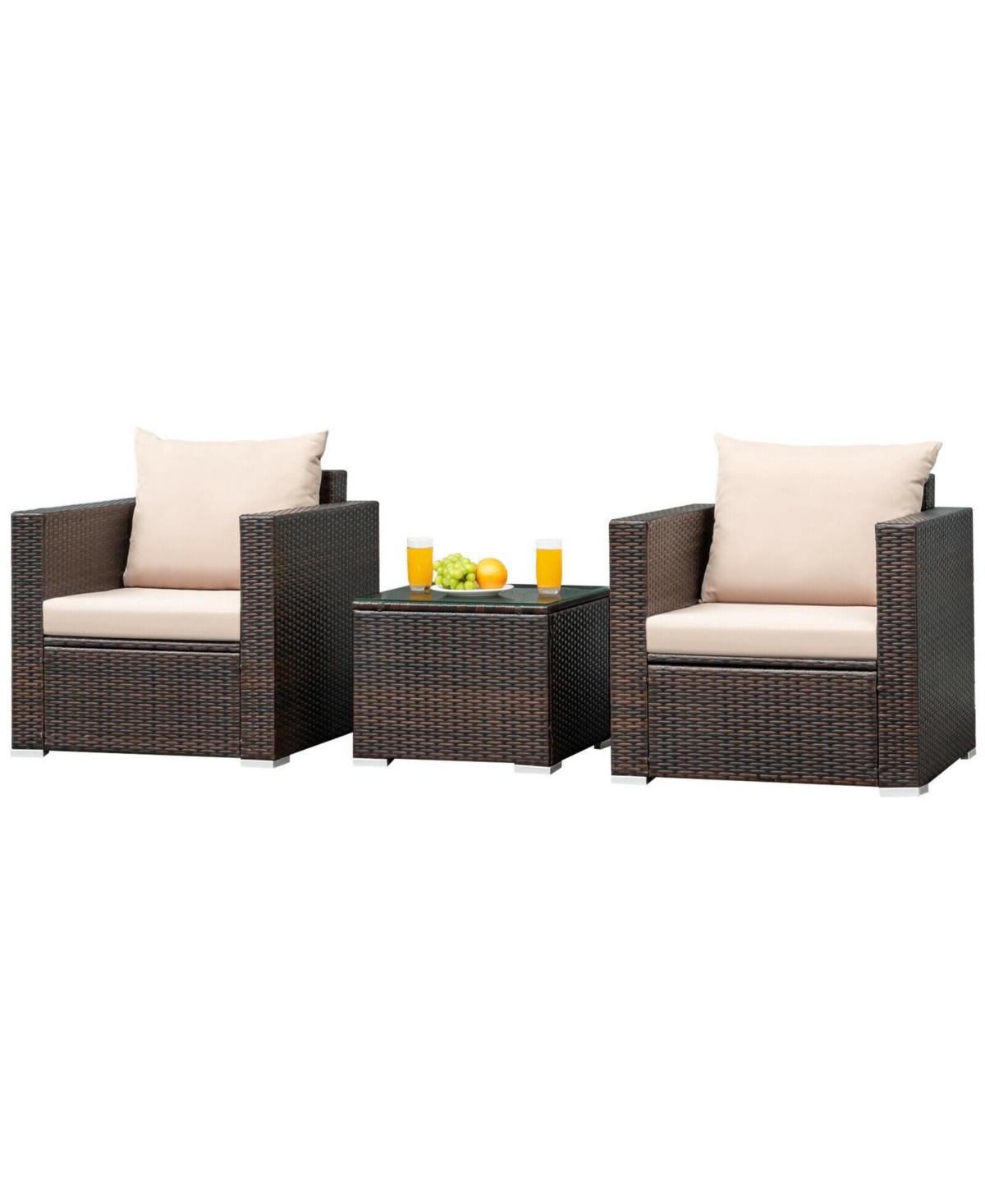 Click here for 3PCS Patio Rattan Furniture Set Conversation Wicke... prices