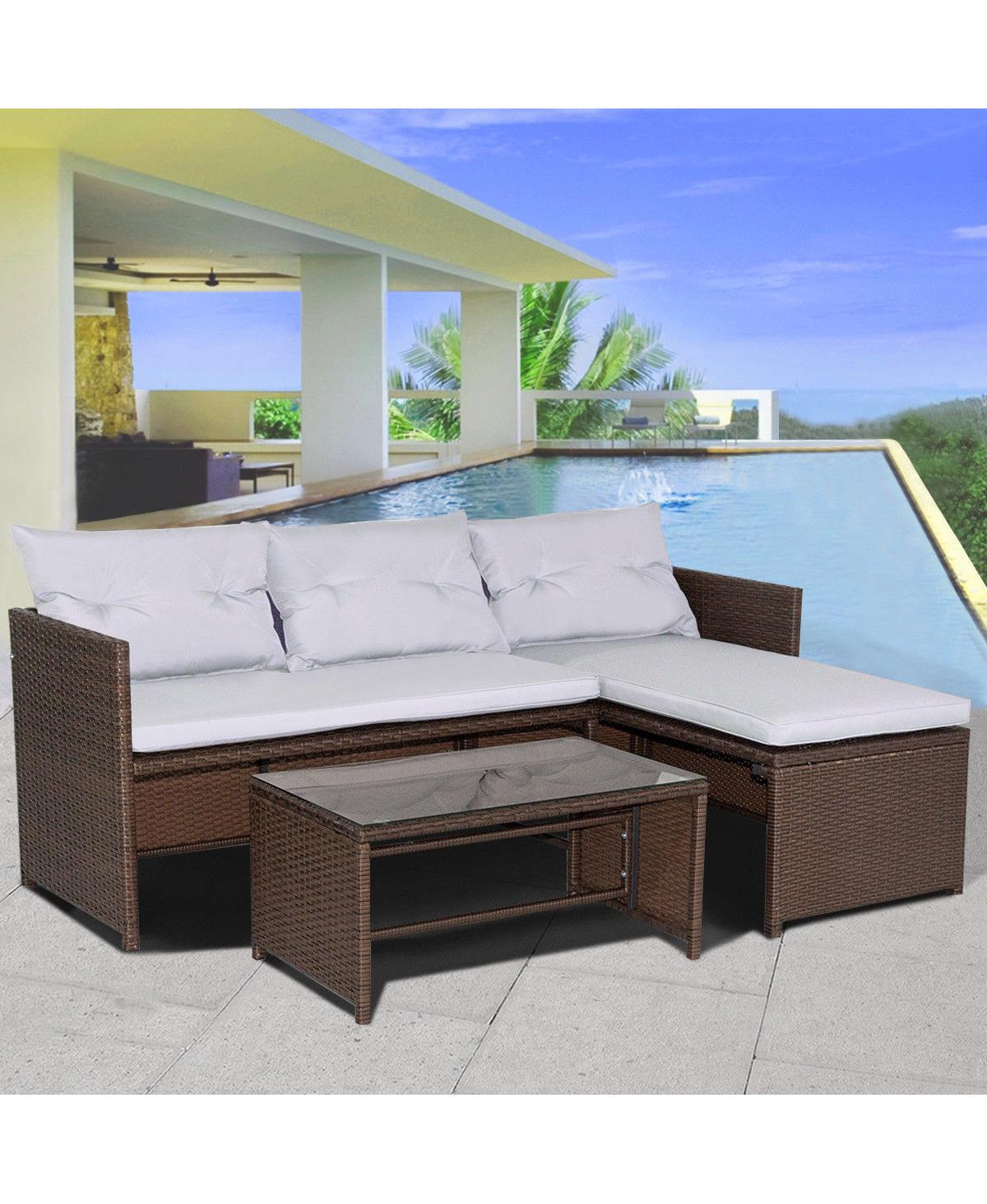 Click here for 3PC Outdoor Patio Sofa Set Rattan Wicker Deck Couc... prices