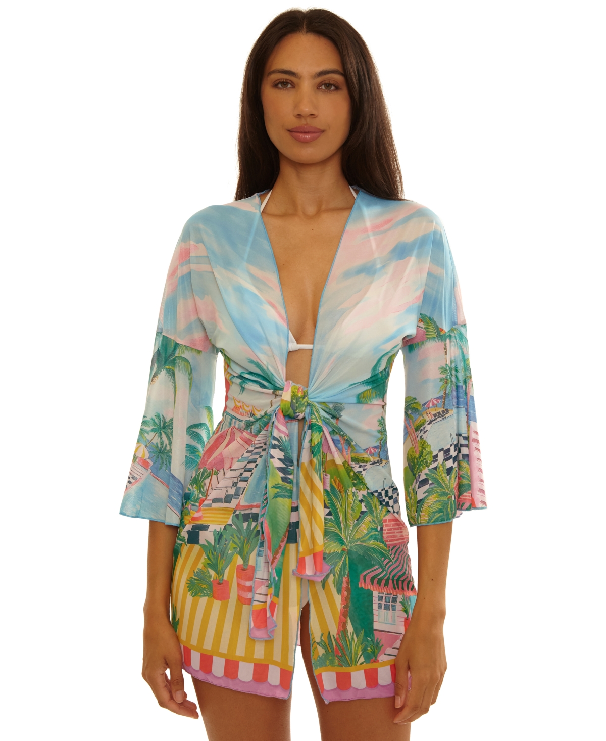 Click here for Becca Womens Miami Beach Tie-Front Cover-Up Tunic... prices