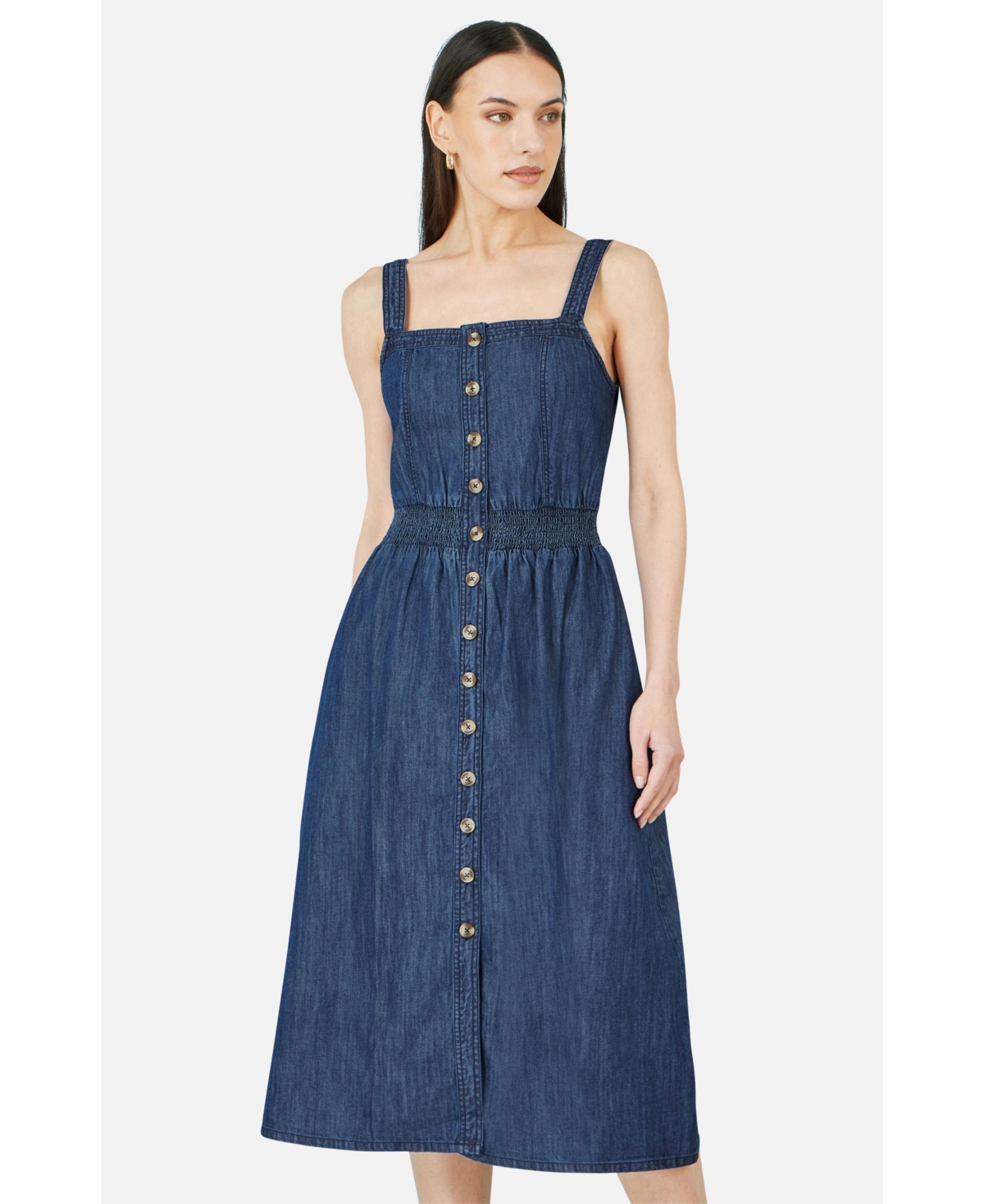 Click here for Yumi Womens Chambray Cotton Ruched Midi Sun Dress... prices