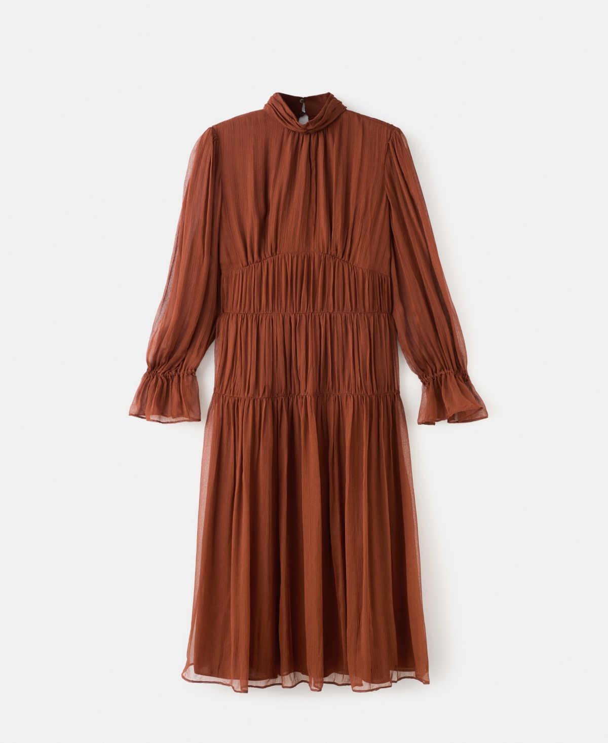 Click here for Mango Womens Chiffon Panel Dress - Dark Brown prices