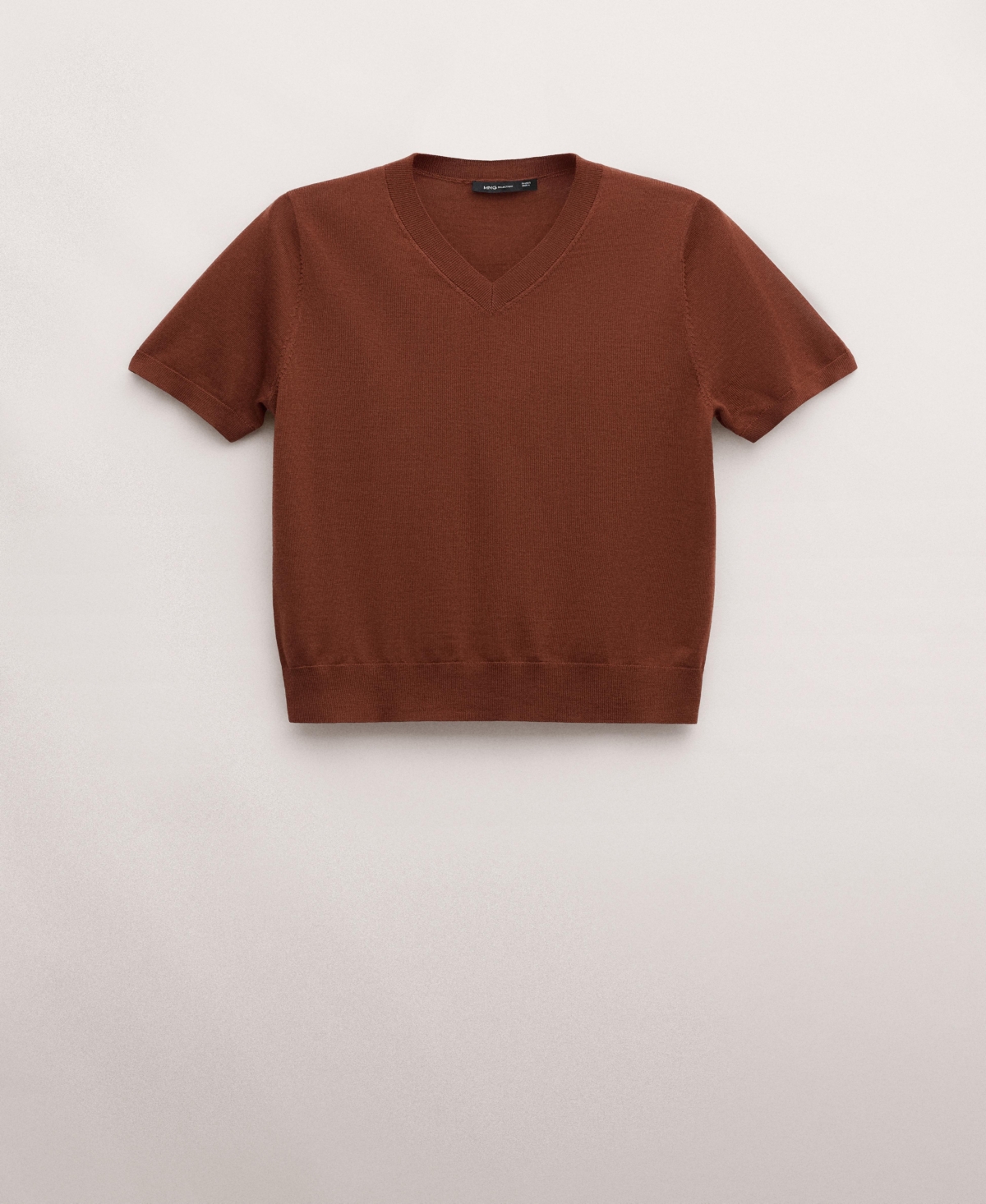 Click here for Mango Womens Wool Short-Sleeved Sweater - Russet prices