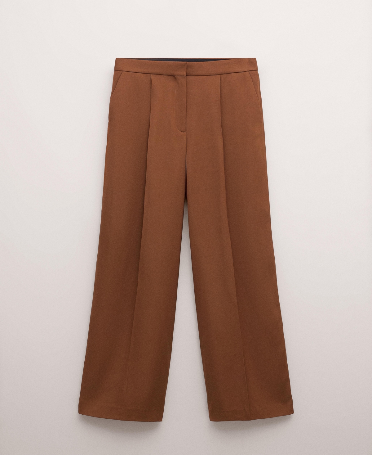 Click here for Mango Womens Straight Low-Rise Suit Pants - Cognac prices