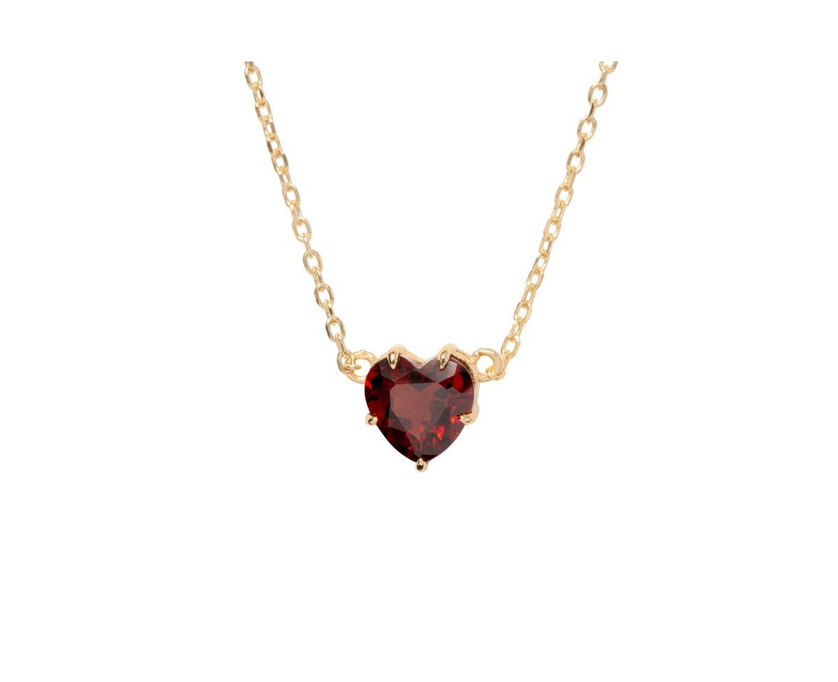 Click here for Little Sky Stone Libi Garnet Heart Necklace - Red prices