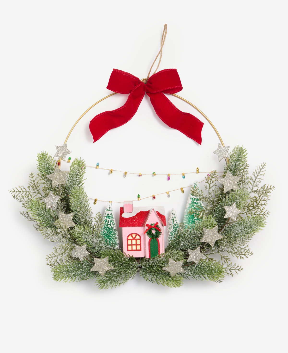 Click here for Holiday Lane Whimsy House in Greenery Led Half Wre... prices