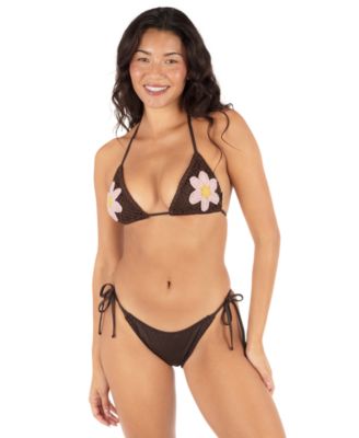 Click here for Hurley Womens Flower Crochet Bikini Top Cheeky Tie... prices