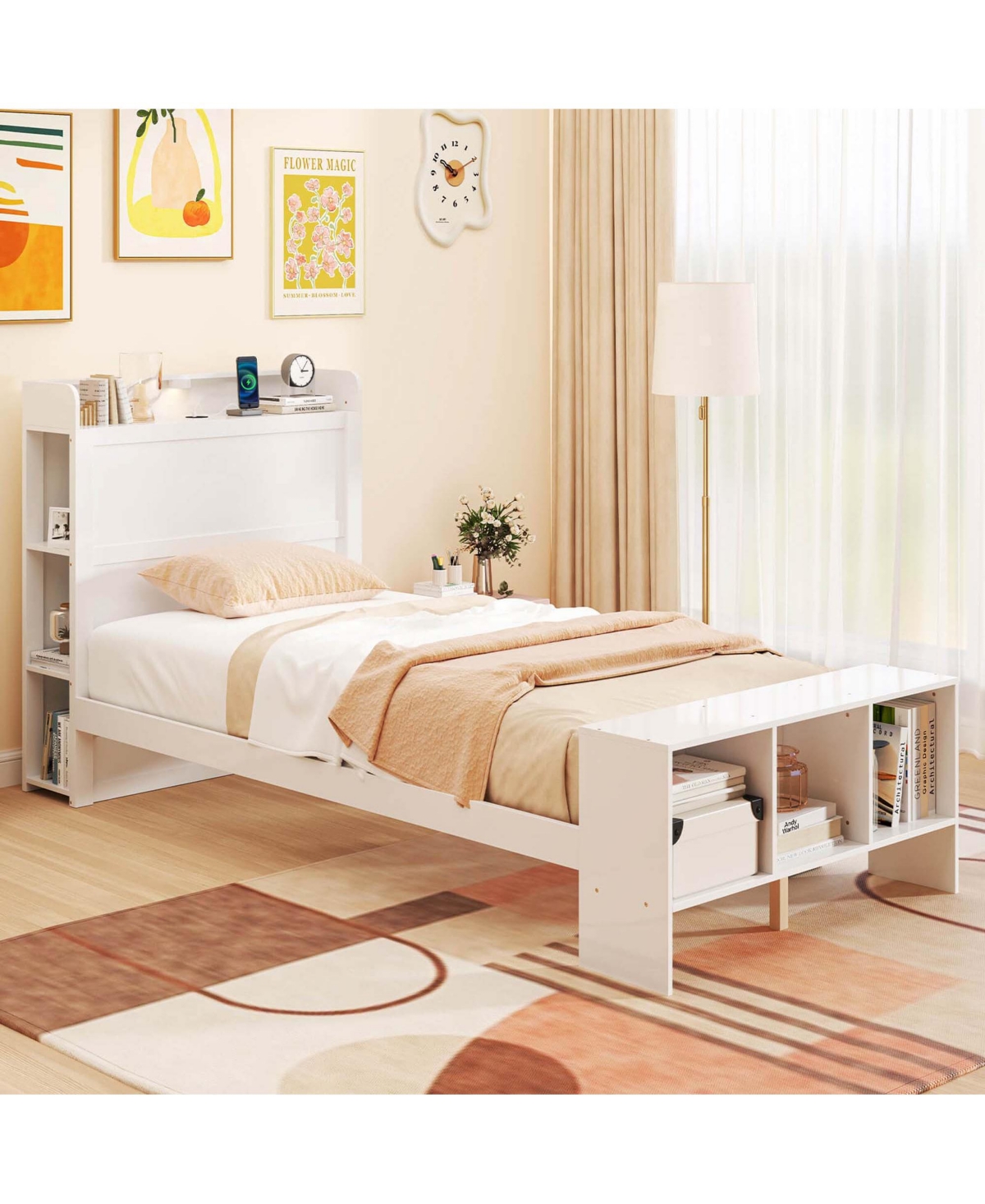 Click here for Costway Twin Size Bed Frame with Storage Headboard... prices