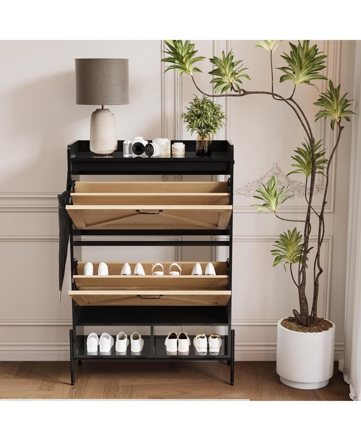 Click here for gaomon Farmhouse Shoe Cabinet with 2 Flip Drawers... prices