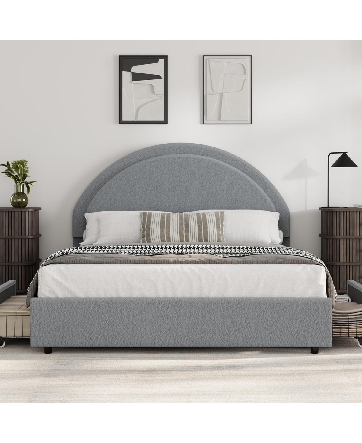 Click here for gaomon Boucle Bed Frame with 2 Storage Drawers Sof... prices