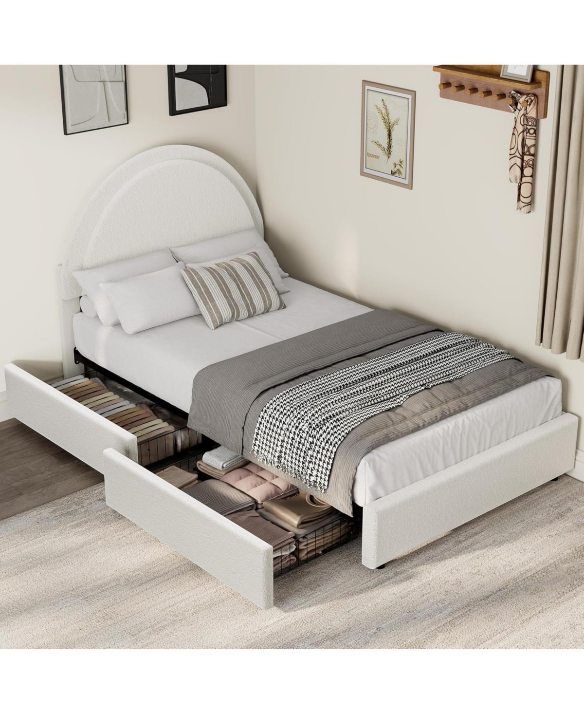 Click here for gaomon Size Bed Frame with Storage Drawers  Uphols... prices