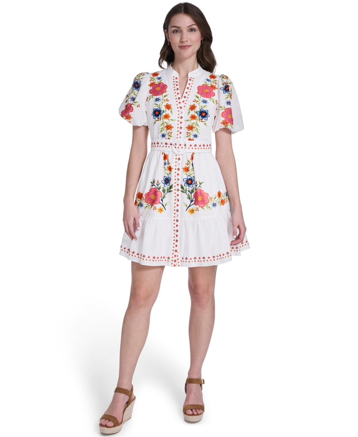 Click here for Eliza J Womens Embroidered V-Neck Dress - IVM prices