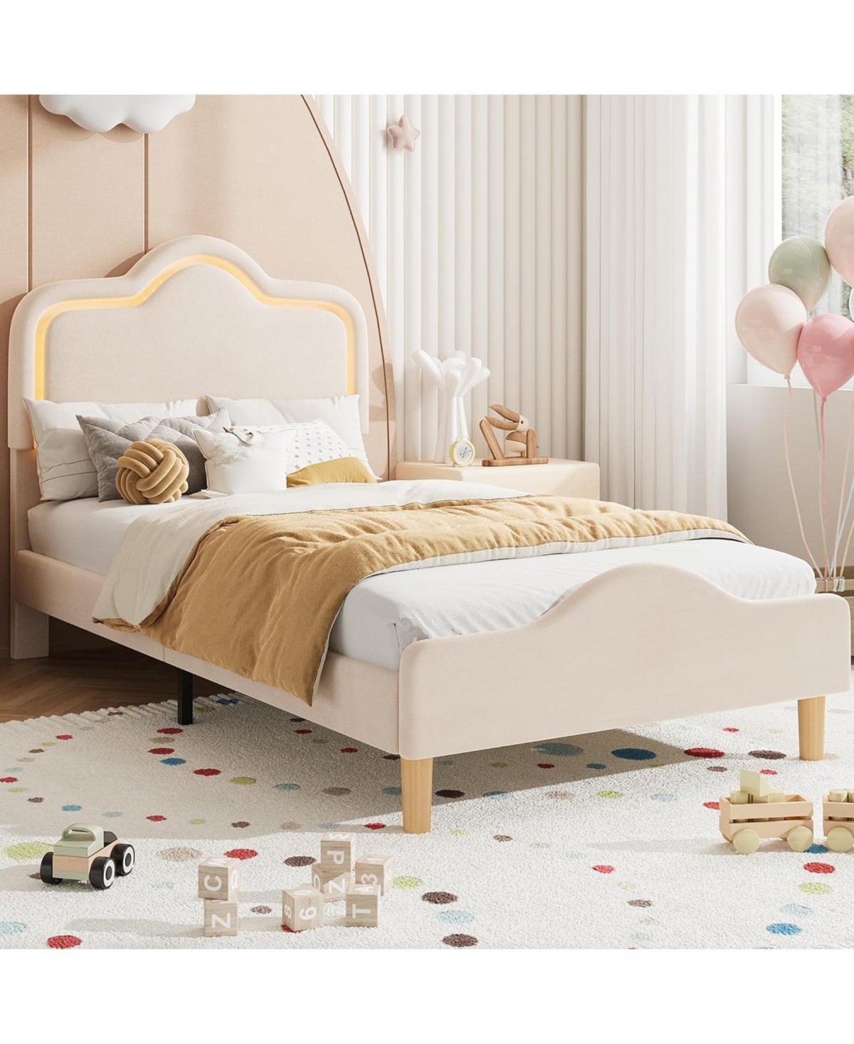 Click here for Gaomon Twin Size Upholstered Led Bed Frame with Ad... prices