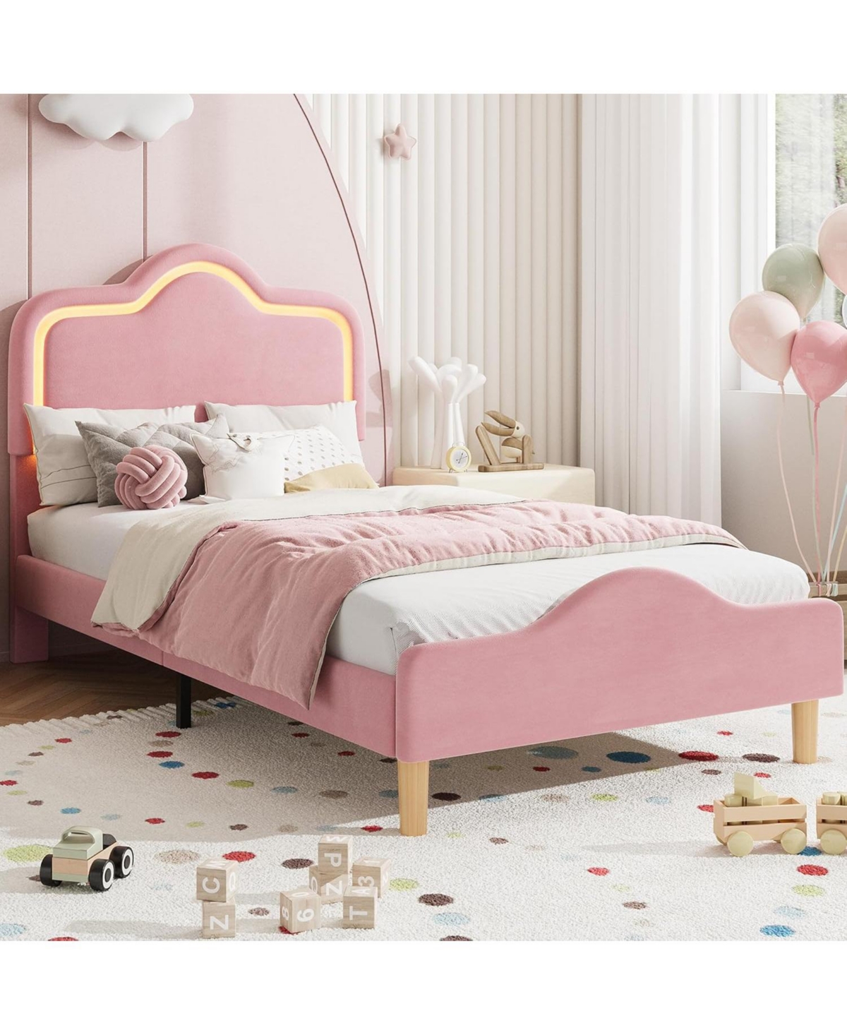 Click here for Gaomon Twin Size Upholstered Led Bed Frame with Ad... prices