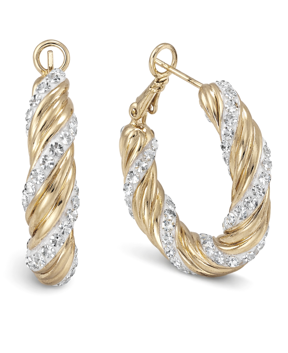 Click here for And Now This Clear Crystal Twist Hoop Earrings - G... prices