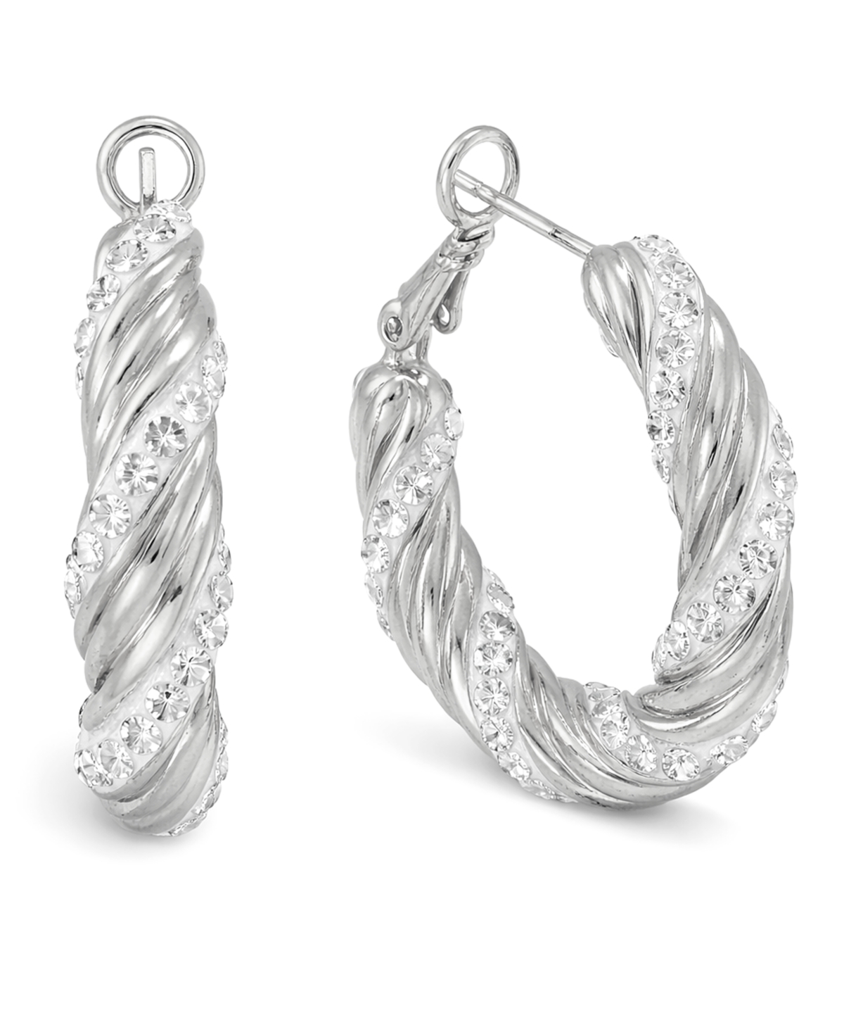 Click here for And Now This Clear Crystal Twist Hoop Earrings - S... prices
