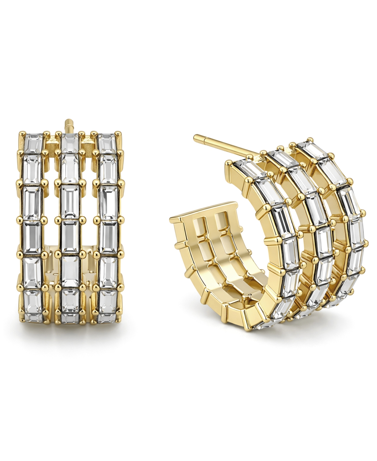 Click here for And Now This Triple Row Baguette Hoop Earrings - G... prices