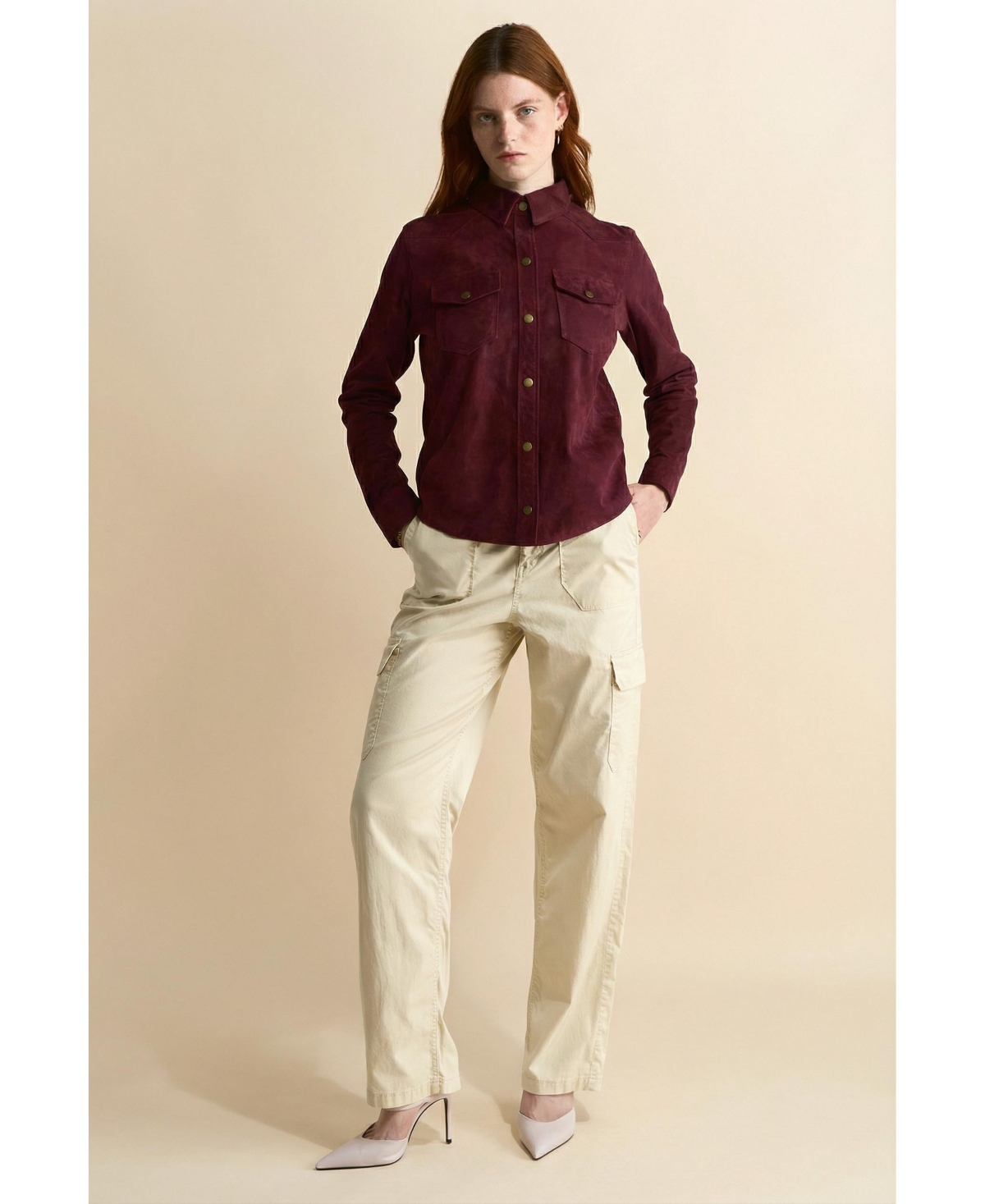 Click here for Furniq Uk Womens Suede Jacket - Burgundy prices