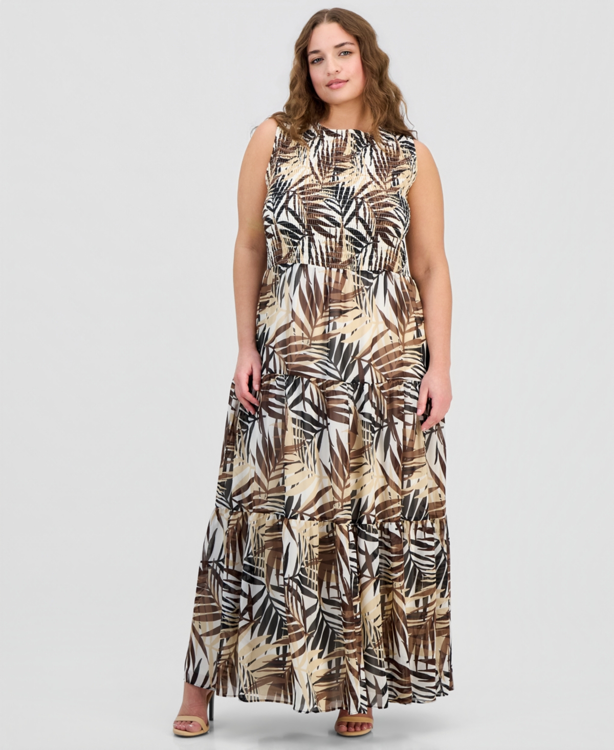 Click here for Anne Klein Plus Size Smocked-Waist Tiered Dress -... prices