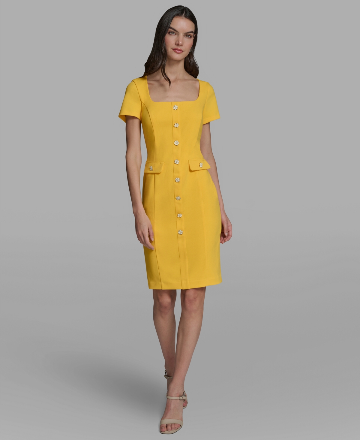 Click here for Karl Lagerfeld Paris Womens Flower Button Sheath D... prices