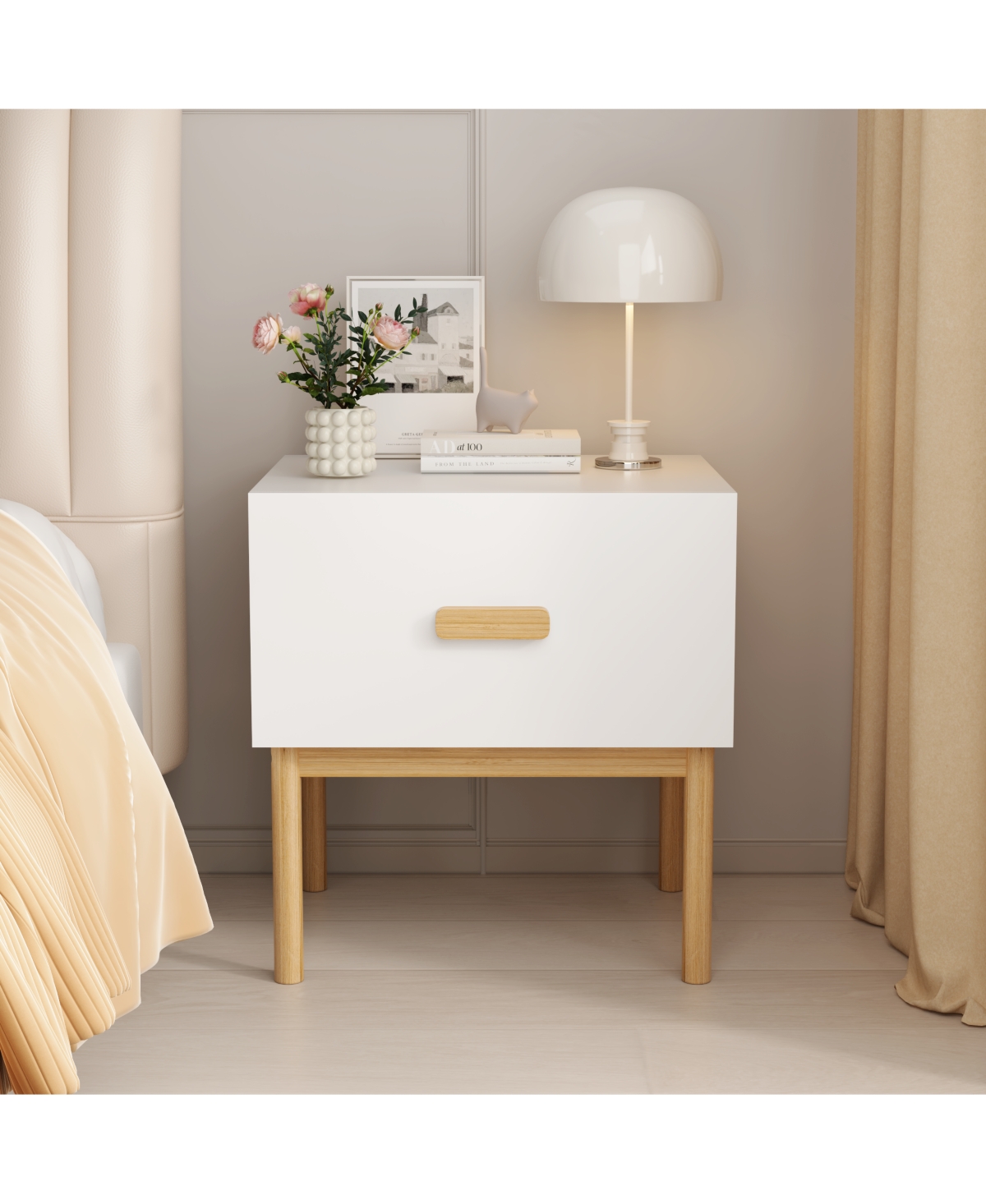 Click here for Rainsken Modern Minimalist Nightstand  White Bedsi... prices