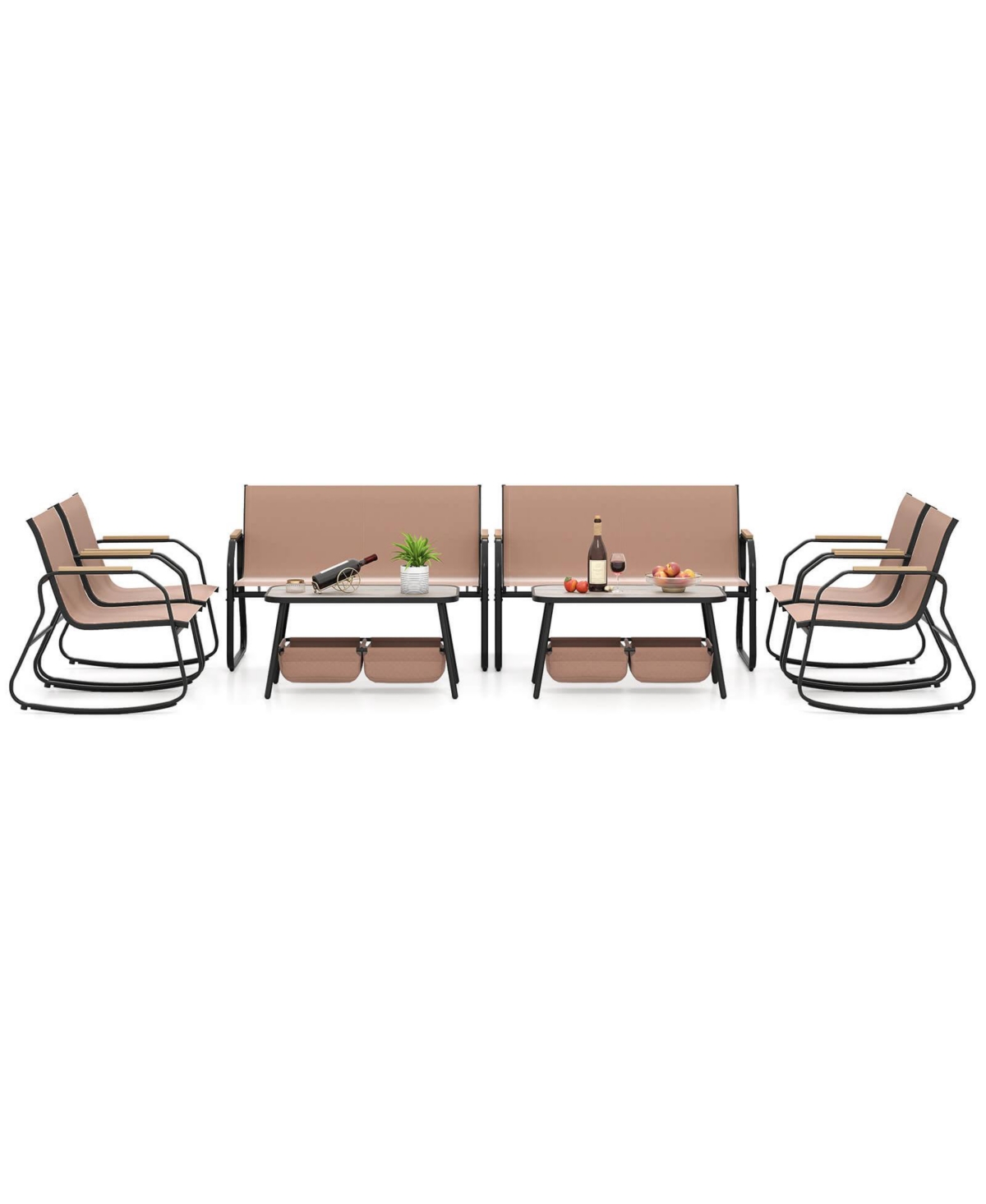 Click here for Costway 8 Pieces Patio Furniture Set with 4 Rockin... prices