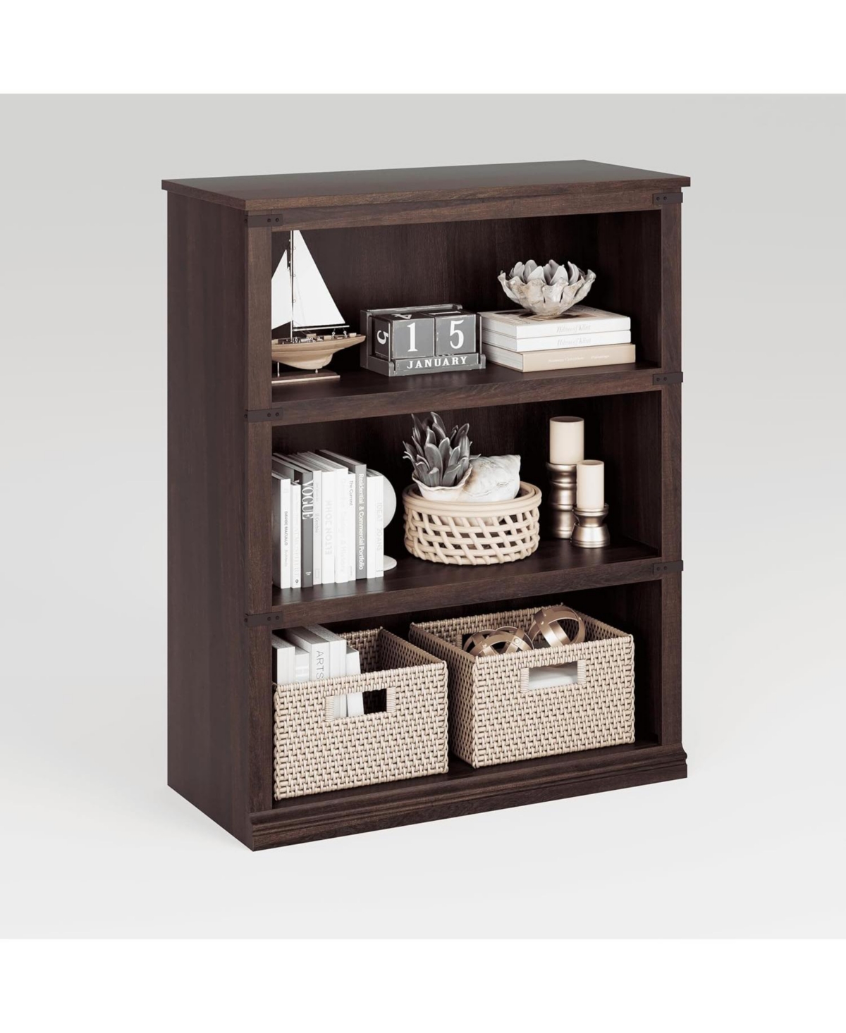 Click here for gaomon 3 Tier Farmhouse Wooden Bookcase with Stora... prices