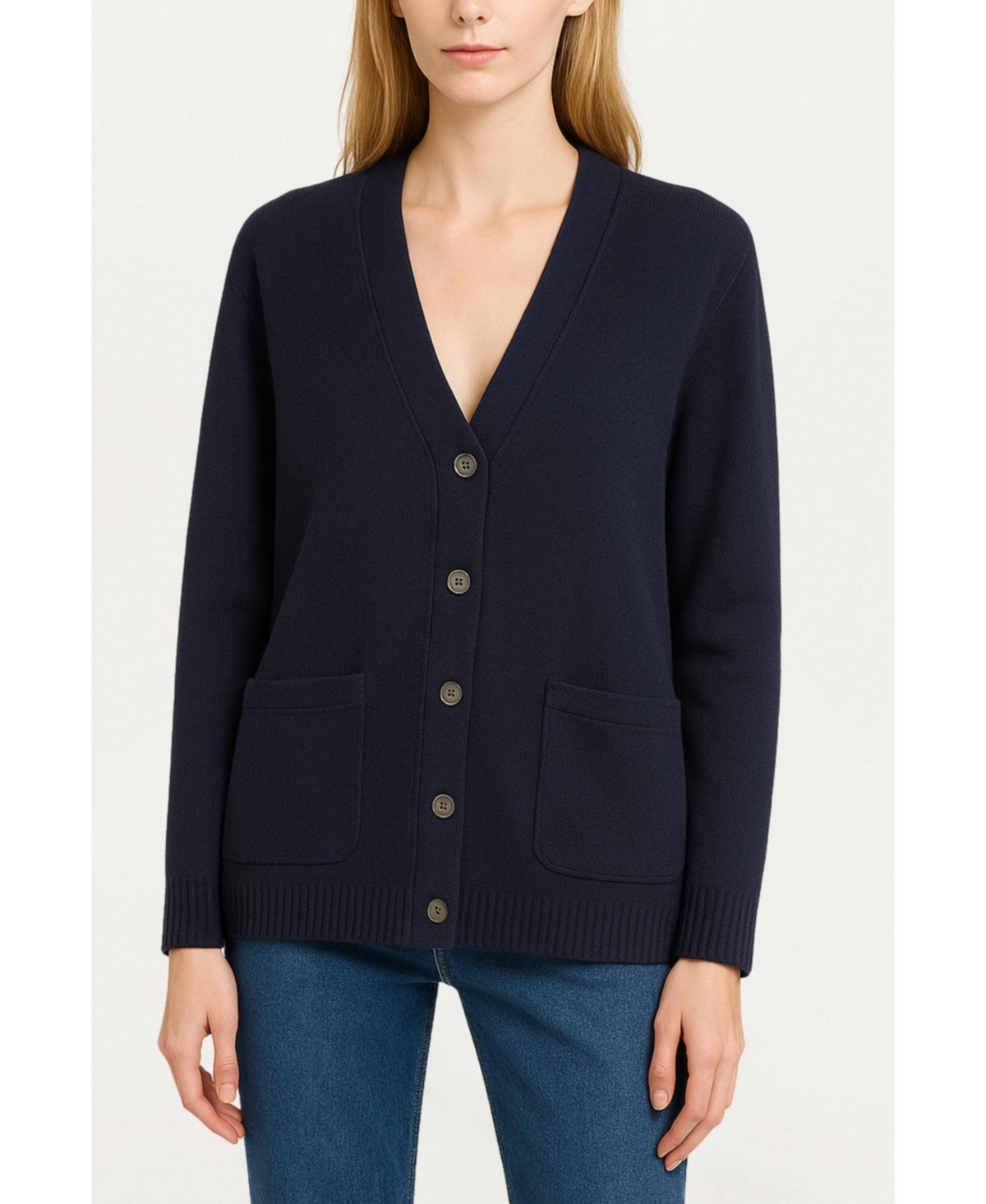 Click here for Nocturne Womens Button-Up Fleece Sweatshirt - Navy prices