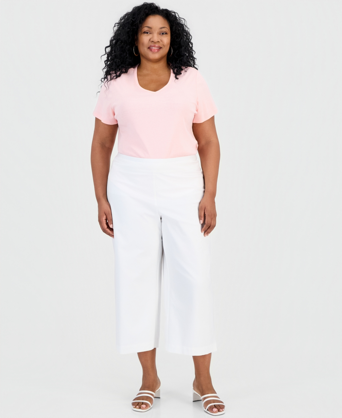 Click here for Jm Collection Plus Size Pull-On Wide-Leg Capri Pan... prices