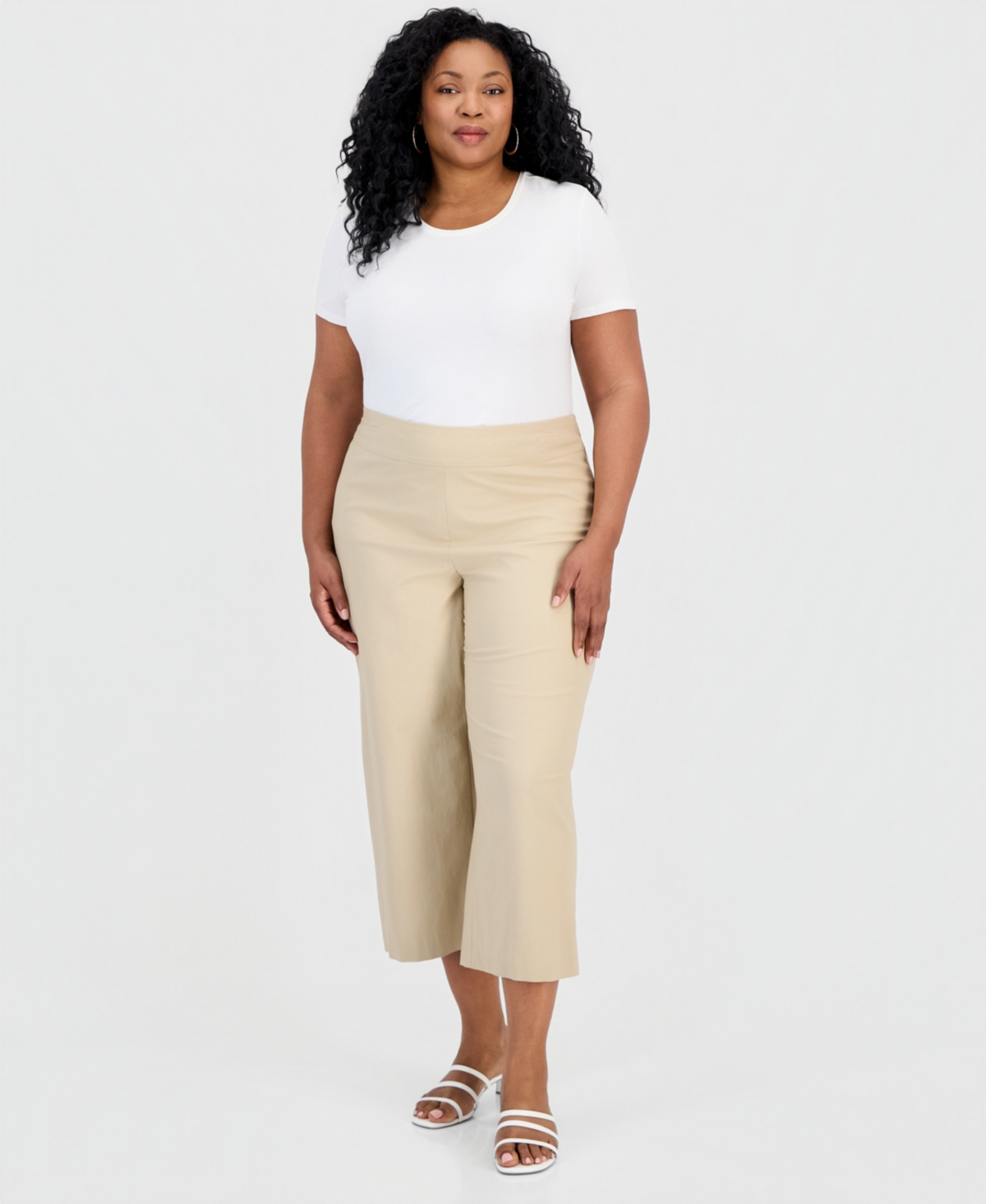 Click here for Jm Collection Plus Size Pull-On Wide-Leg Capri Pan... prices