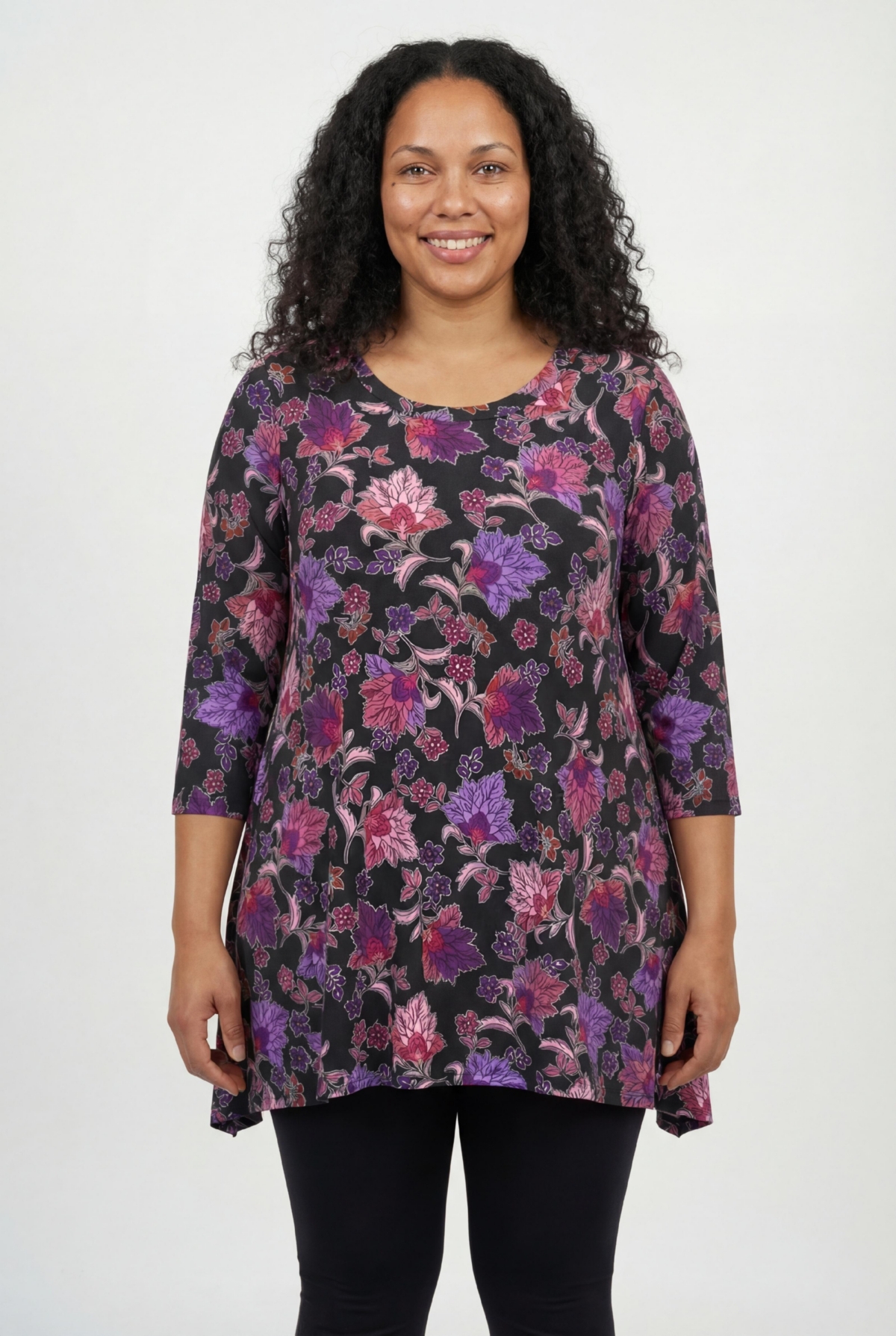 Click here for Woman Within Plus Size Swing Hem Tunic - Black vio... prices