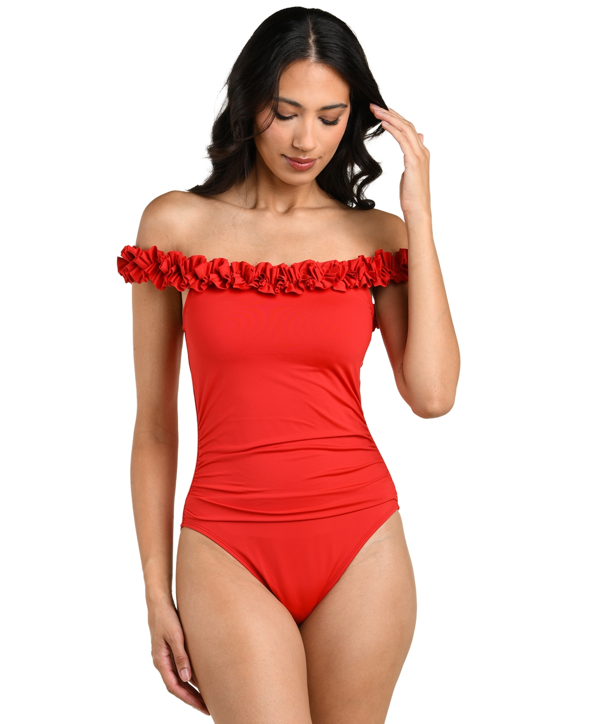 Click here for La Blanca Womens Island Goddess Ruffle Off-The-Sho... prices
