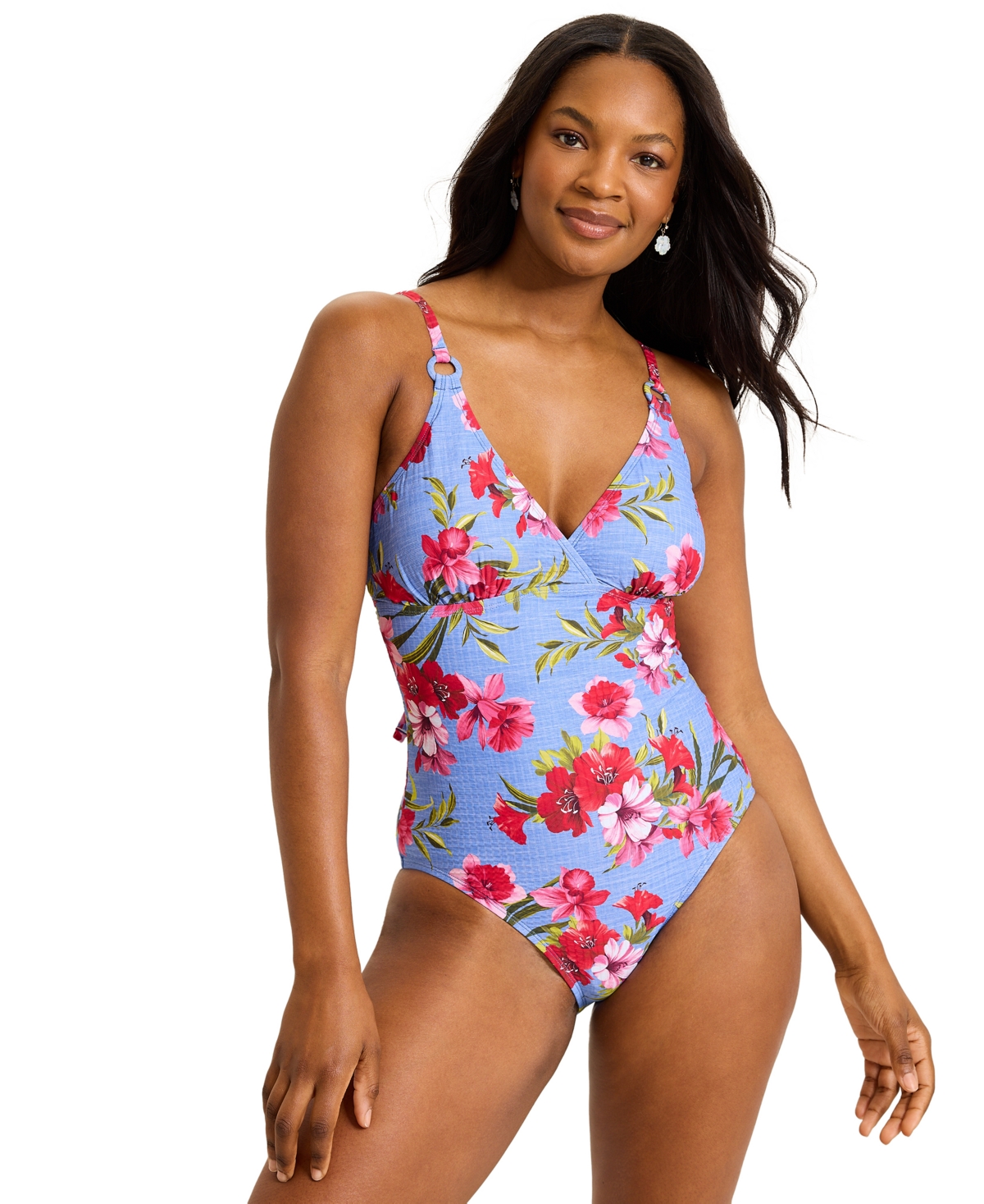 Click here for Tommy Bahama Womens V-Neck Printed One-Piece Swims... prices