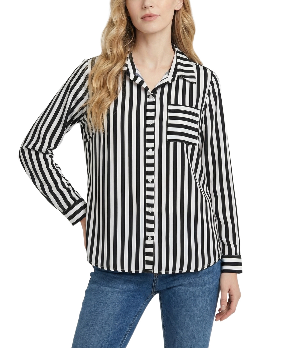 Click here for Ny Collection Womens Long-Sleeve Blouse with Chest... prices