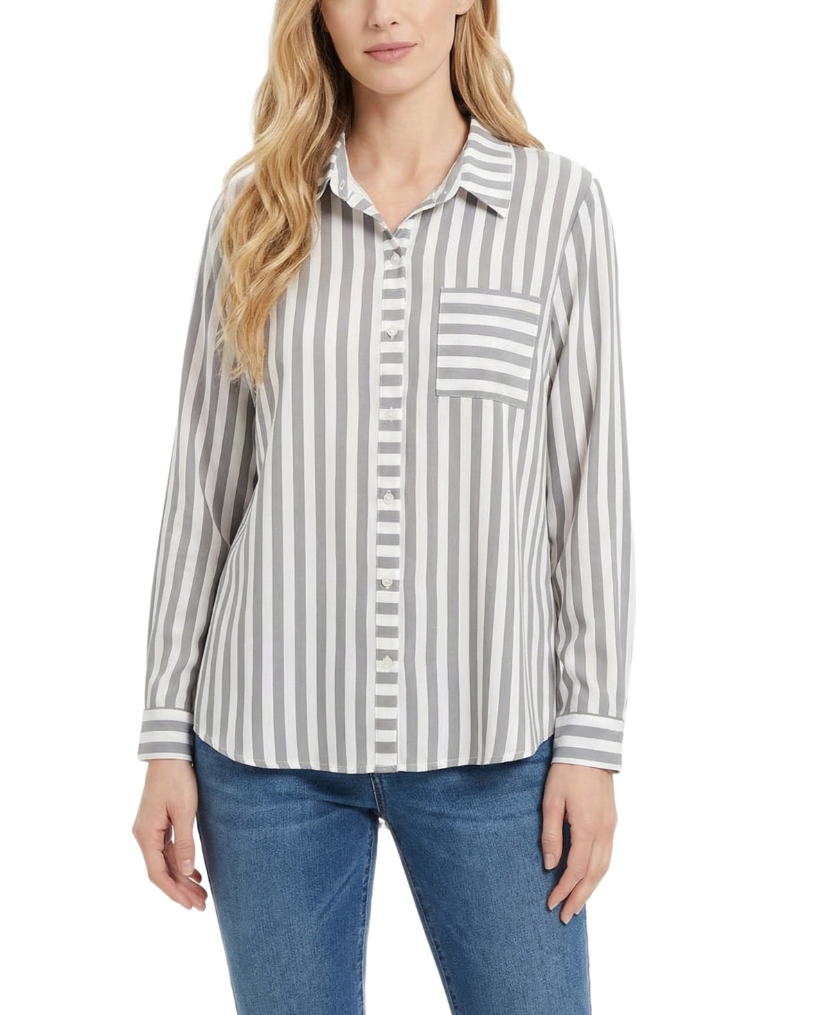 Click here for Ny Collection Womens Long-Sleeve Blouse with Chest... prices
