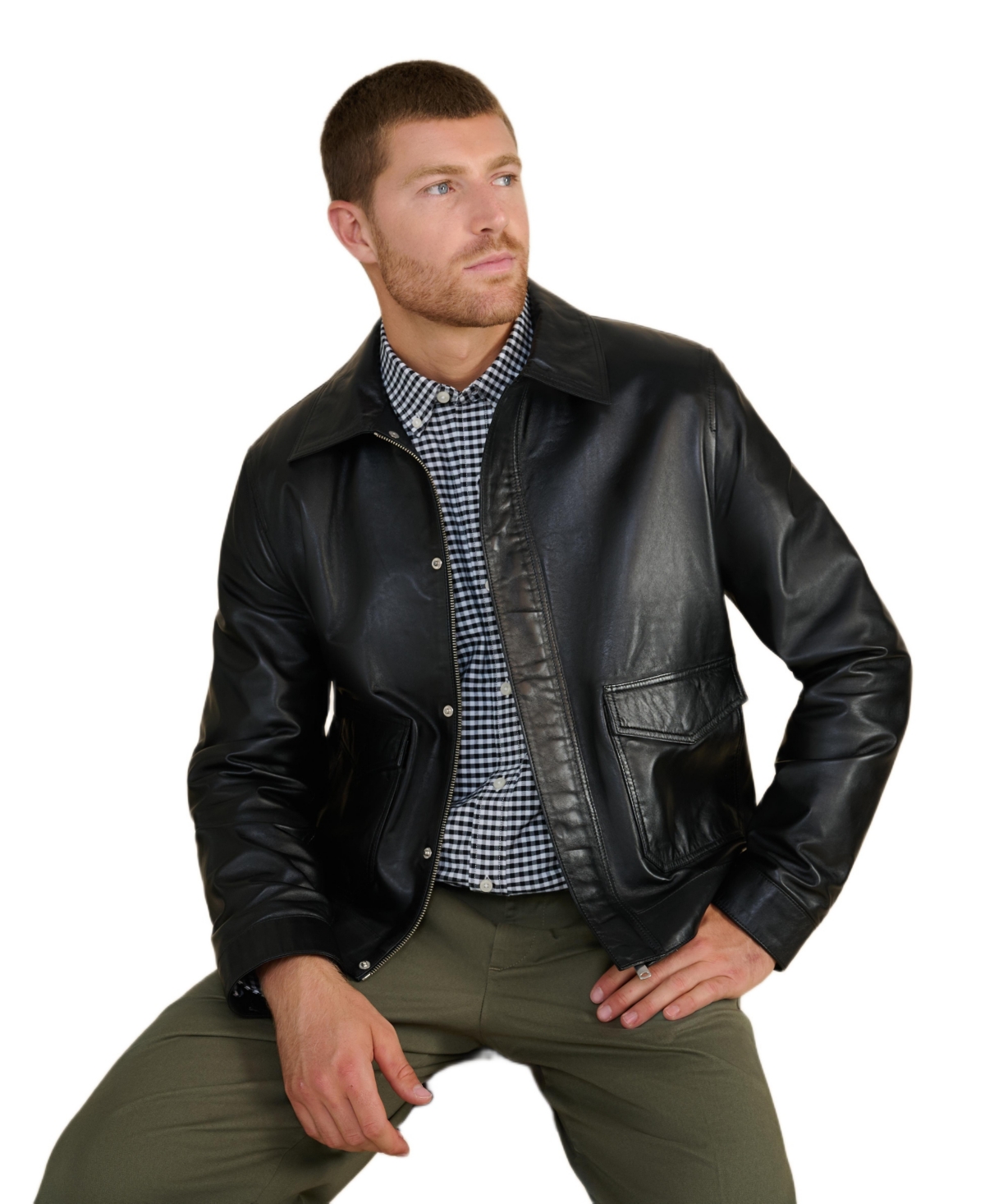 Click here for Furniq Uk Mens Leather Jacket - Black prices