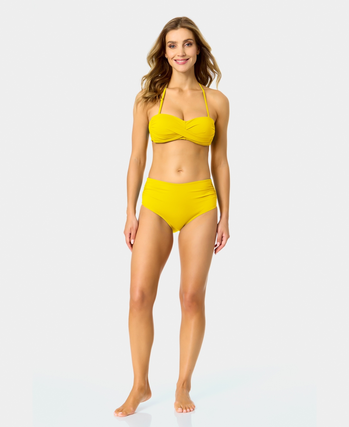 Click here for Anne Cole Solid Twist-Front Bikini Top - Lemon prices