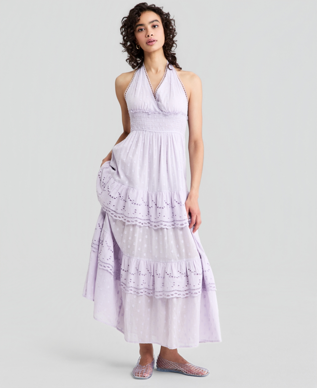 Click here for And Now This Womens Cotton Halter Tiered Maxi Dres... prices