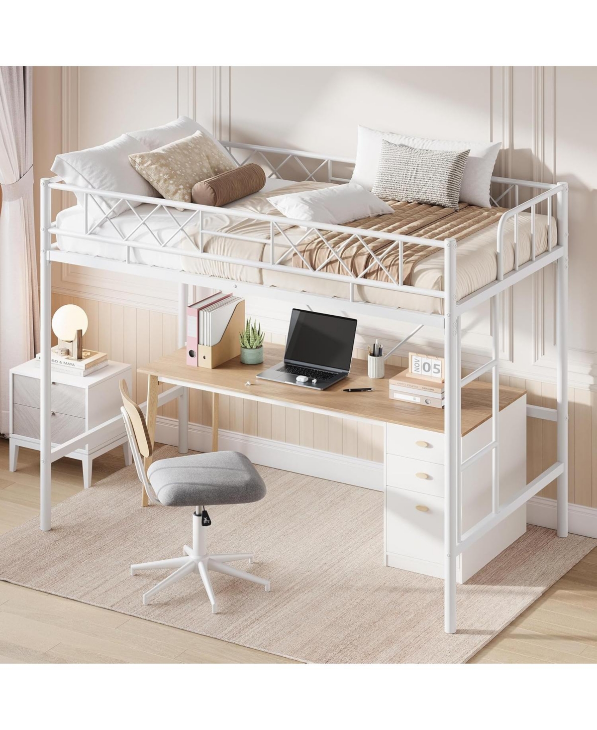 Click here for gaomon Loft Bed for Teens & Adults  Metal Loft Fra... prices