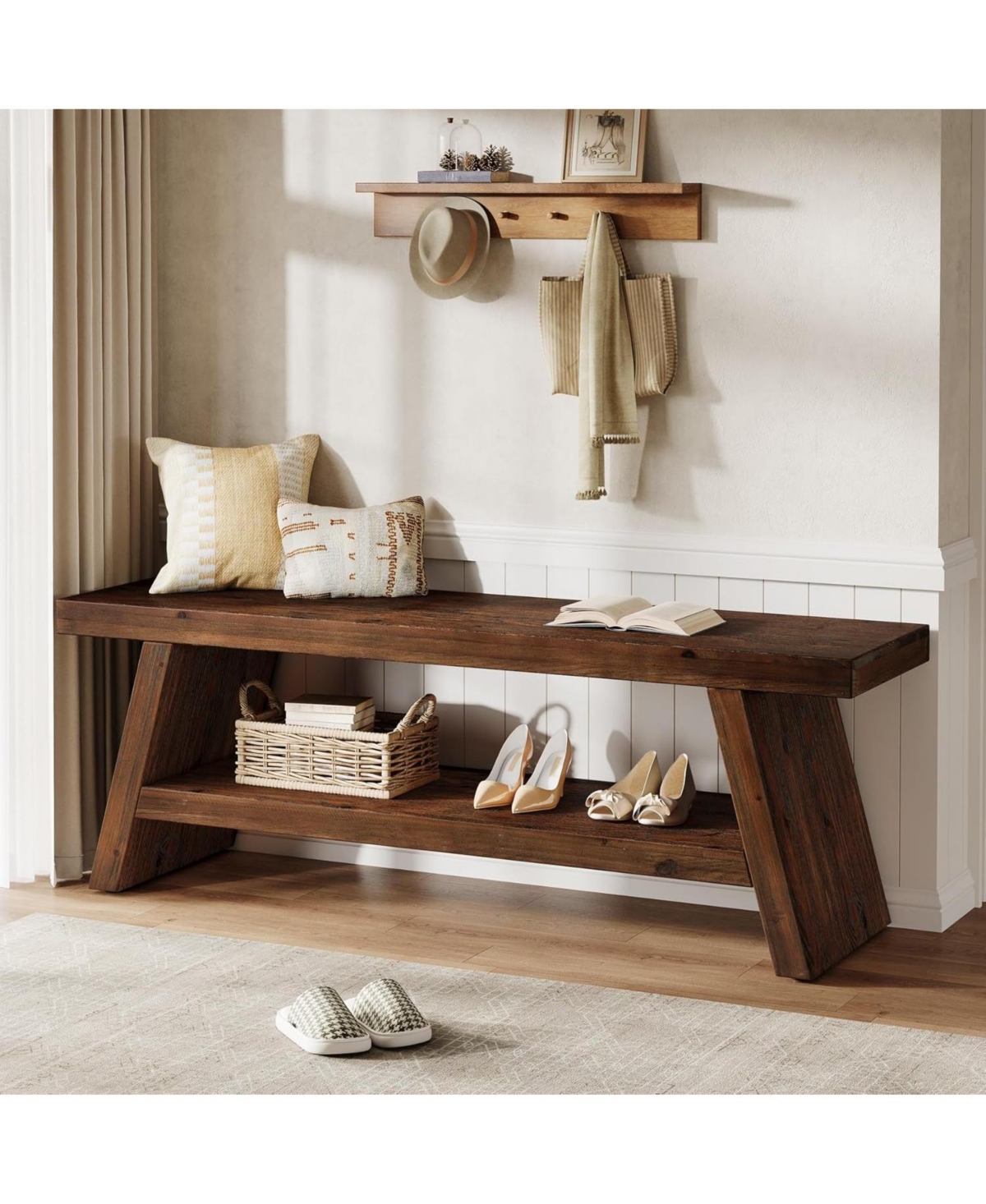Click here for Tribesigns 2-Tier Solid Wood Entryway Bench  Hallw... prices
