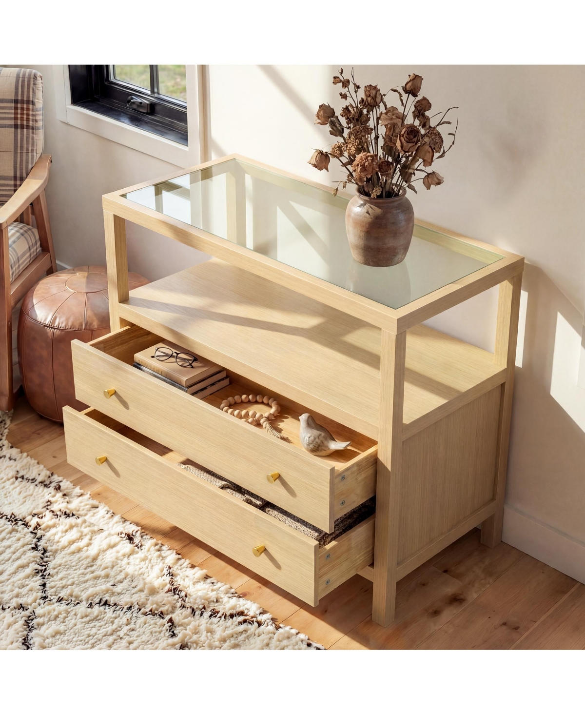 Click here for Homsee Solid Wood Chest With Tempered Glass Top... prices