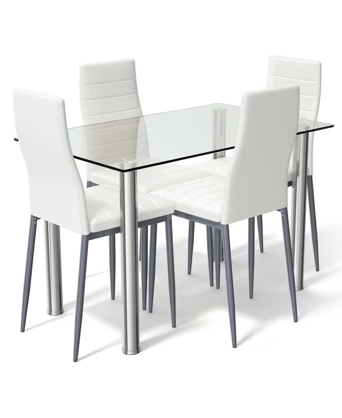 Click here for Gymax 5 Piece Table Chair Dining Set Glass Metal K... prices