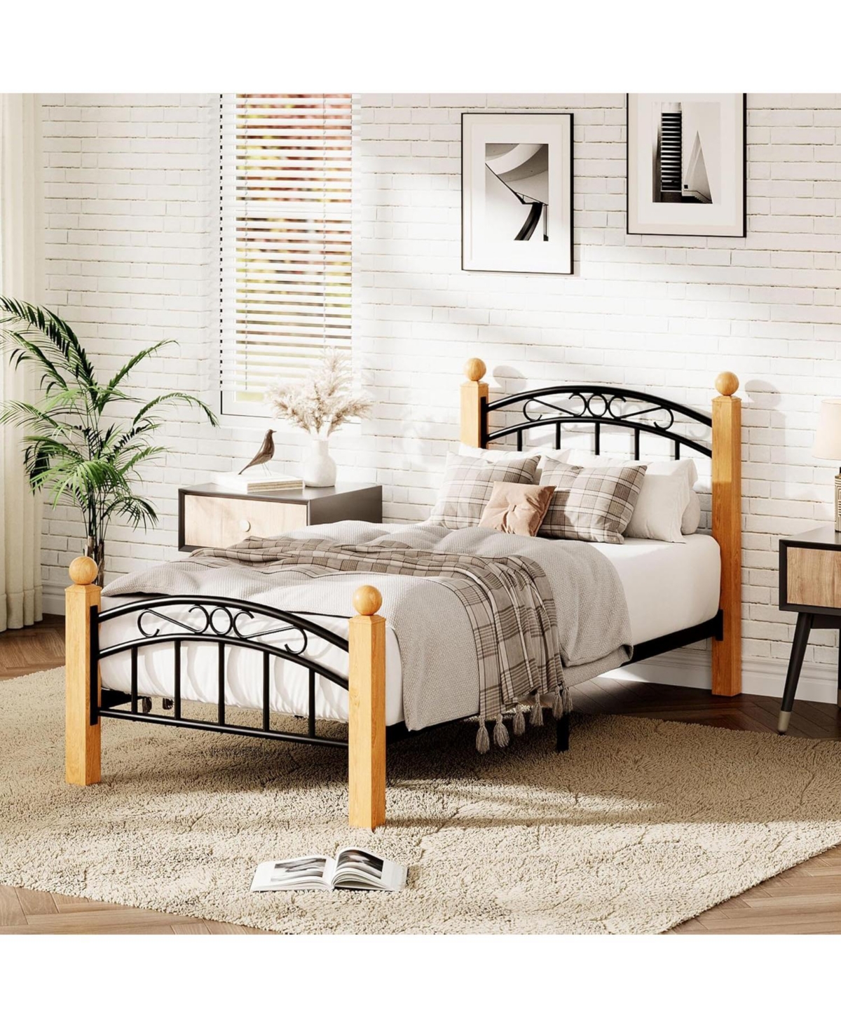 Click here for gaomon Twin Size Bed Frame with Headboard  Twin Pl... prices