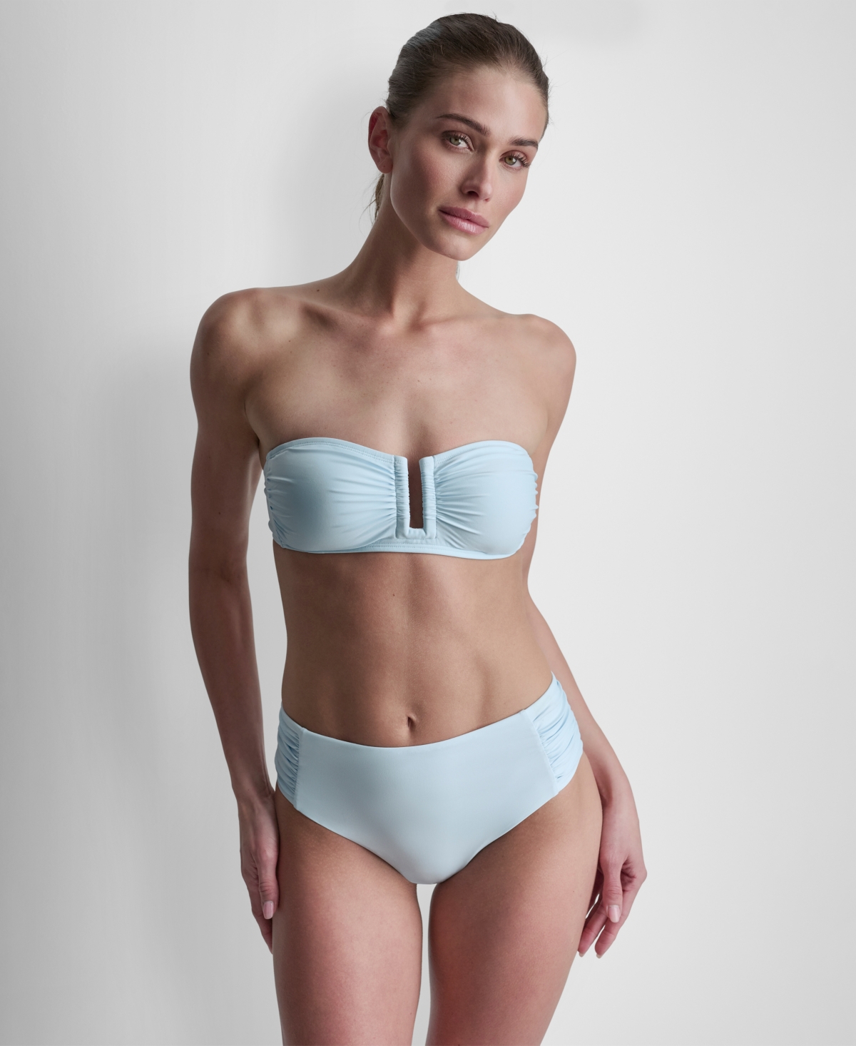 Click here for Dkny Womens Shirred U-Wire Bandeau Bikini Top - Li... prices