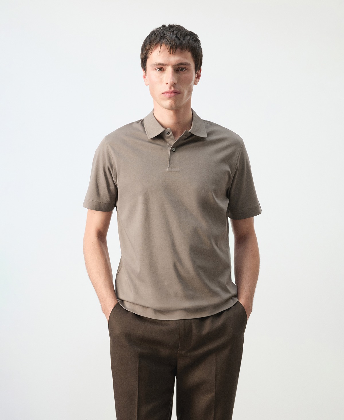 Click here for Mango Mens Cotton Fine-Knit Polo Shirt - Medium Br... prices