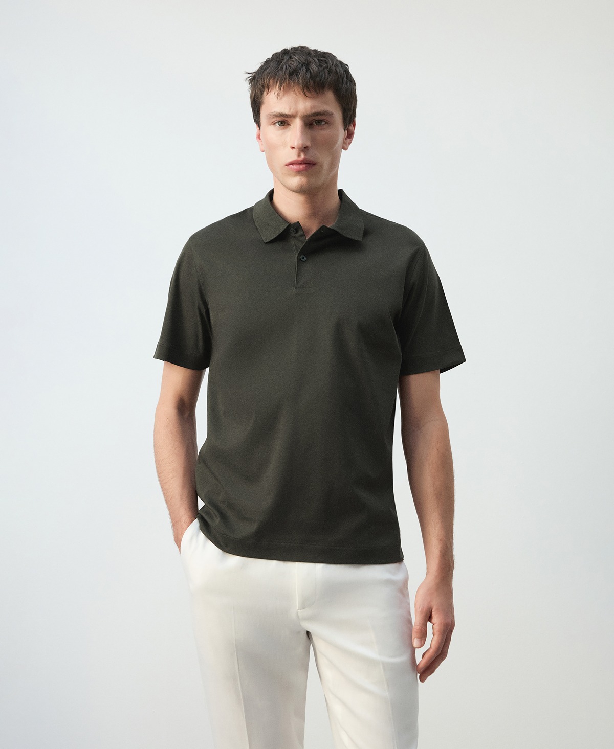 Click here for Mango Mens Cotton Fine-Knit Polo Shirt - Chocolate prices