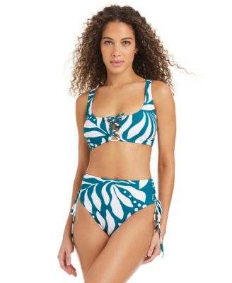 Click here for Bar Iii Womens Catch The Wave Lace Up Front Bikini... prices