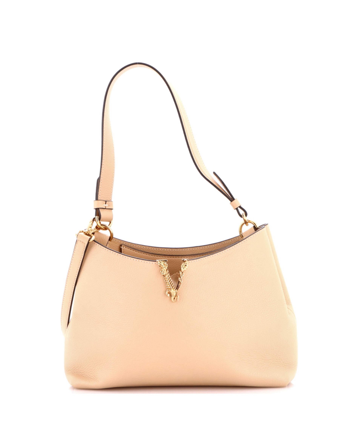 Click here for Pre-Owned Versace Small Virtus Hobo Leather - Natu... prices