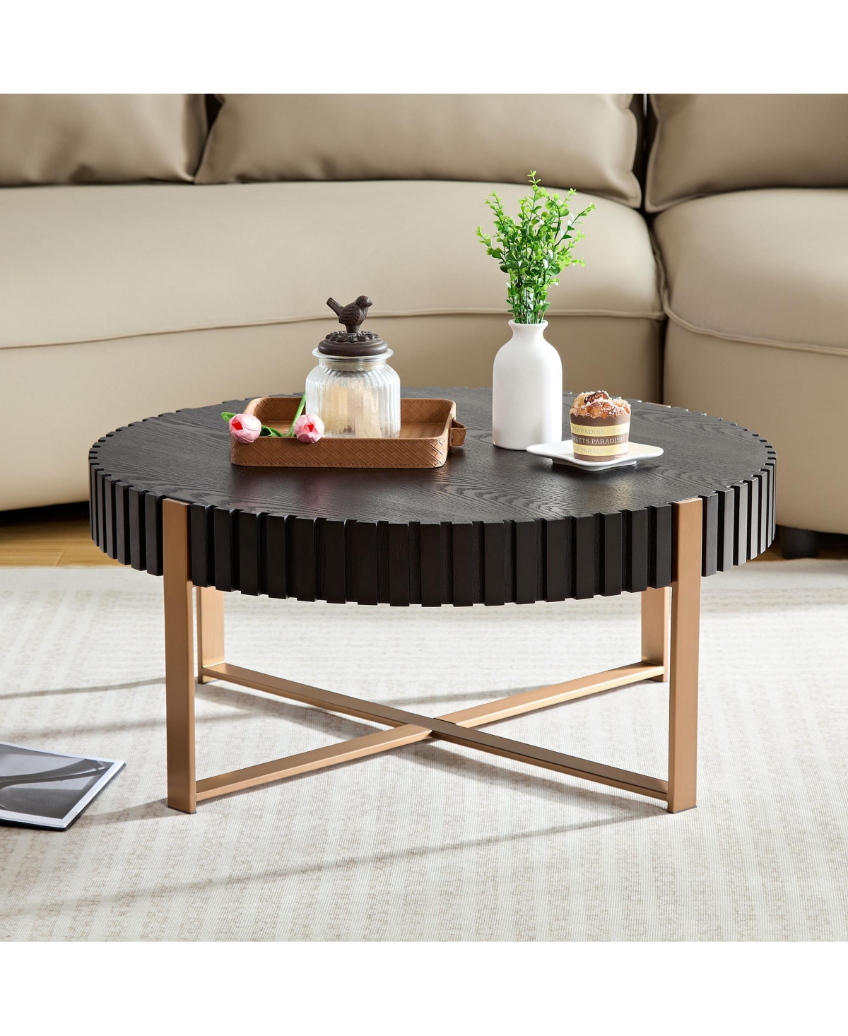 Click here for Rainsken Modern Drum Coffee Table  31.5 Round Cent... prices